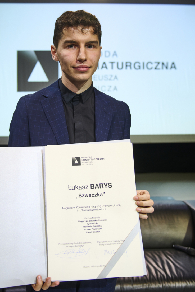Łukasz Barys Wins Tadeusz Różewicz Dramaturgy Award